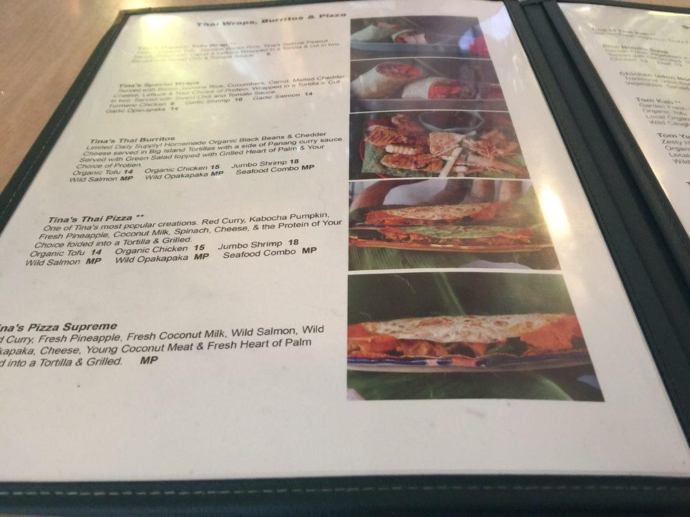 Menu at Tina's Garden Cafe, Hilo