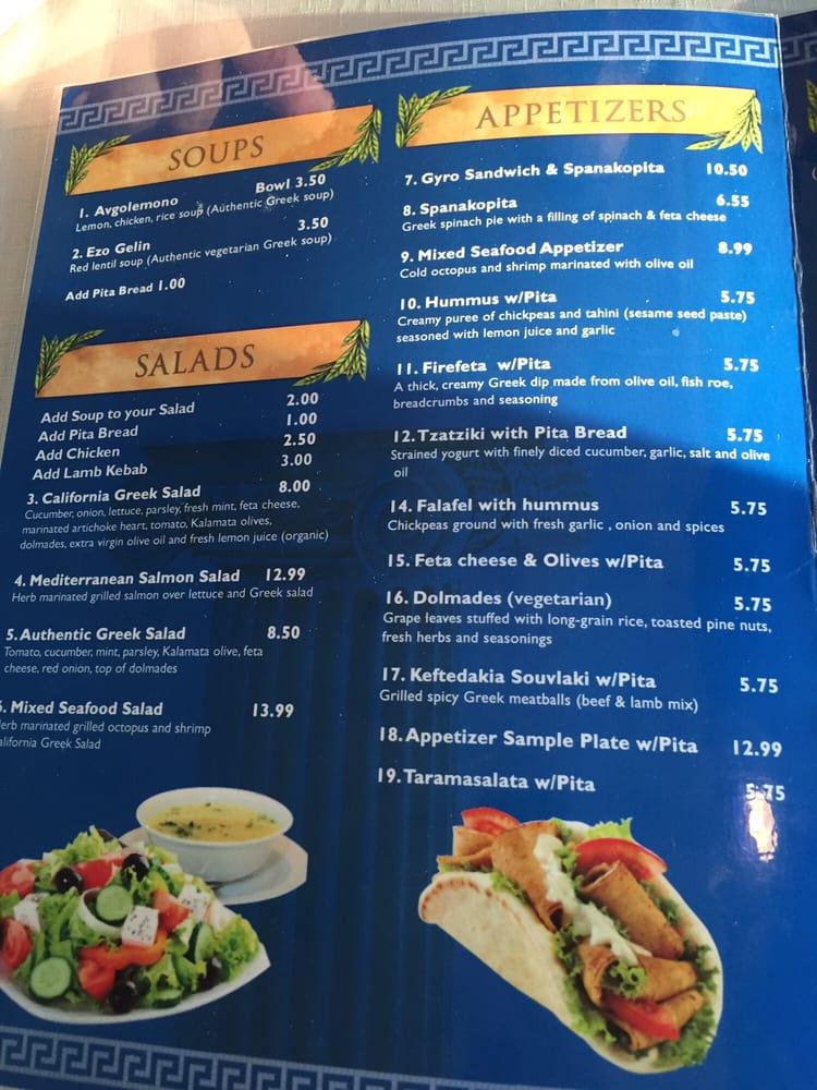 Menu at Athena Gyro restaurant, Palm Desert