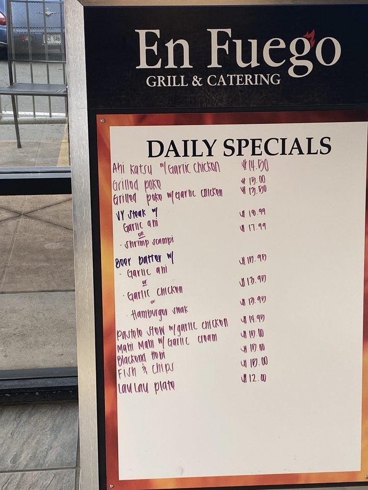 Menu at En Fuego Grill & Catering restaurant, Kapolei