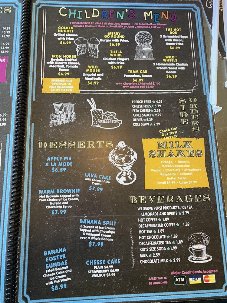 Menu at Marvis Diner restaurant, Wildwood