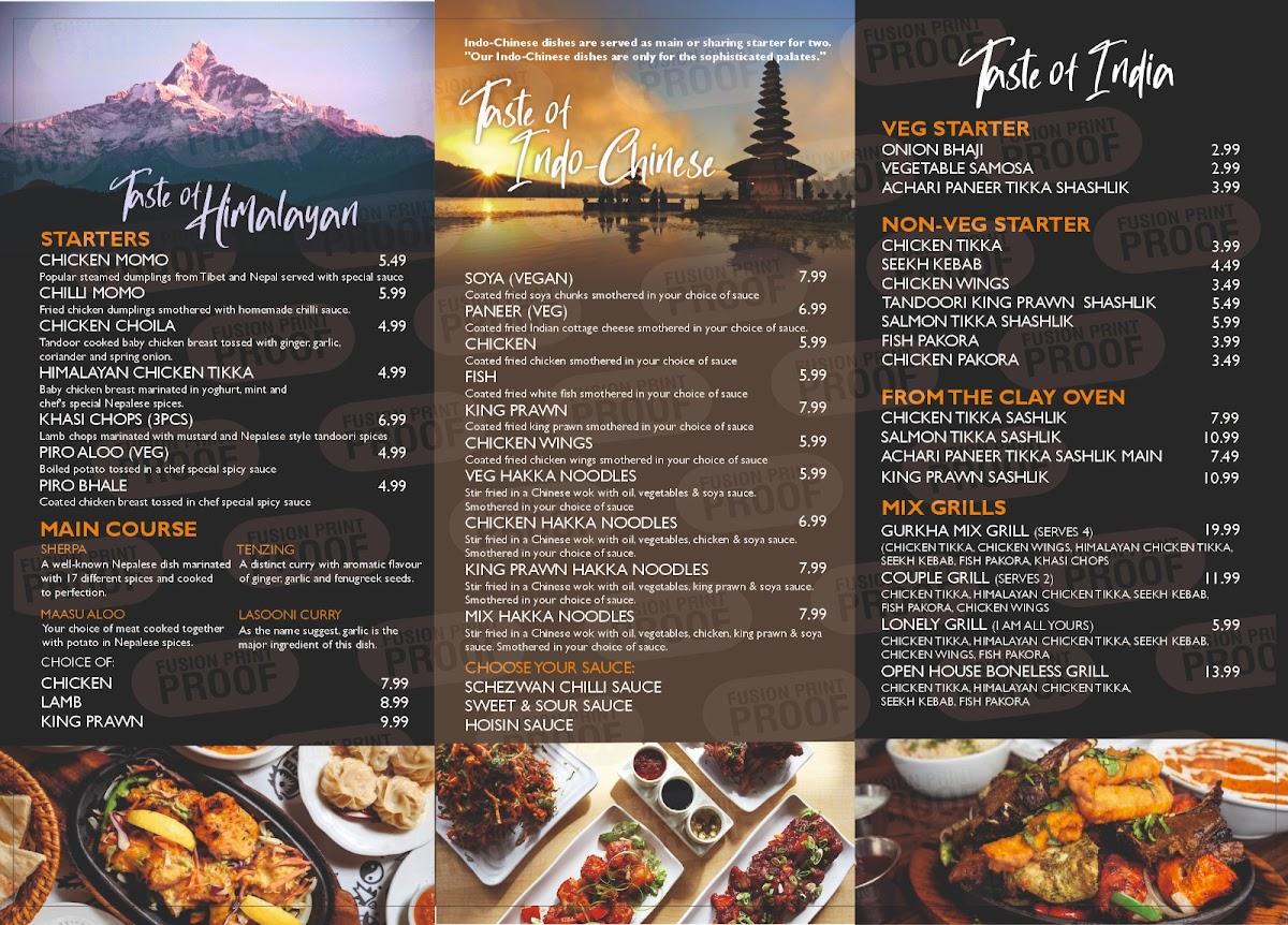 Menu at Open House (Steak House, Nepalese and Indian Restaurant ...