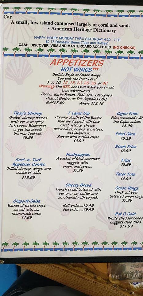 Menu at Parrot's Cay Tavern & Grill pub & bar, Grand Forks