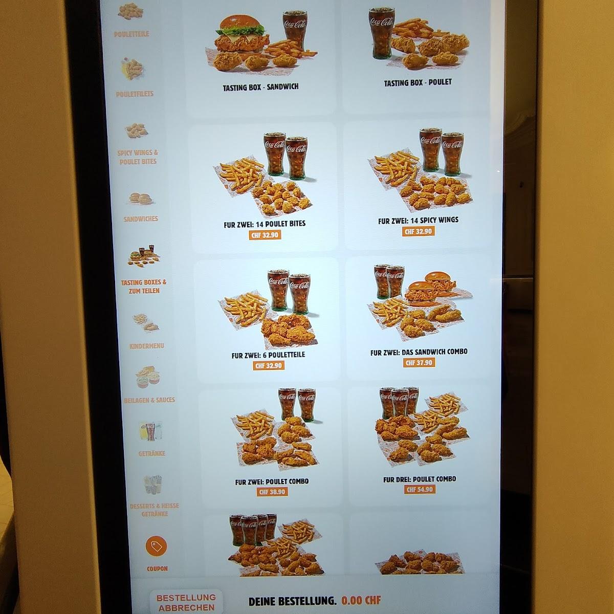 Menu da Popeyes Basel, Basilea