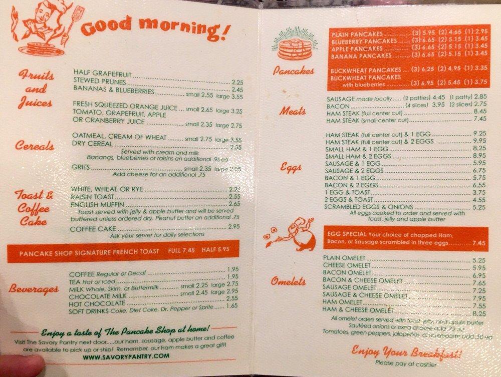 Menu at The Pancake Shop pub & bar, Hot Springs