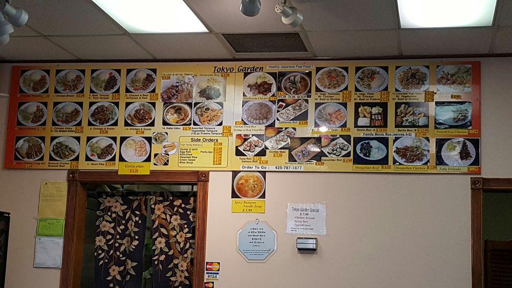 Menu at Tokyo Garden restaurant, Mill Creek