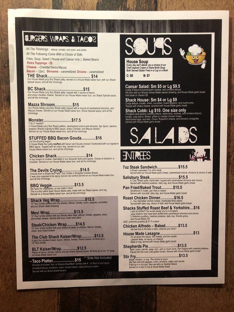 Menu at Wild Card Shack pub & bar, Airdrie