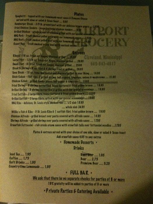 Menu at Airport Grocery pub & bar, Cleveland, US-61