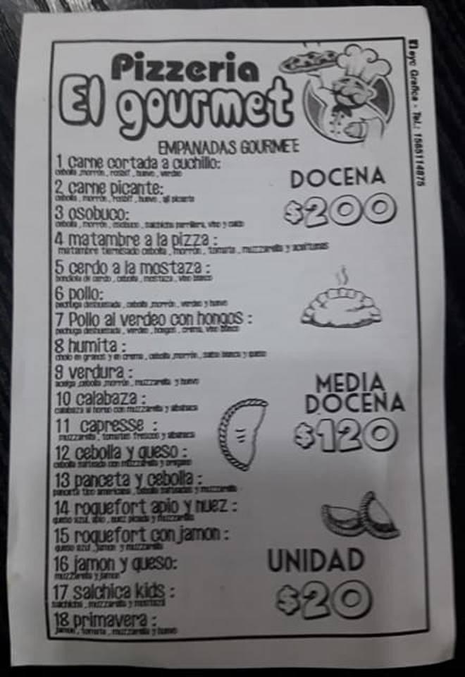 Menu at El Gourmet Ferrari restaurant, Mariano Acosta