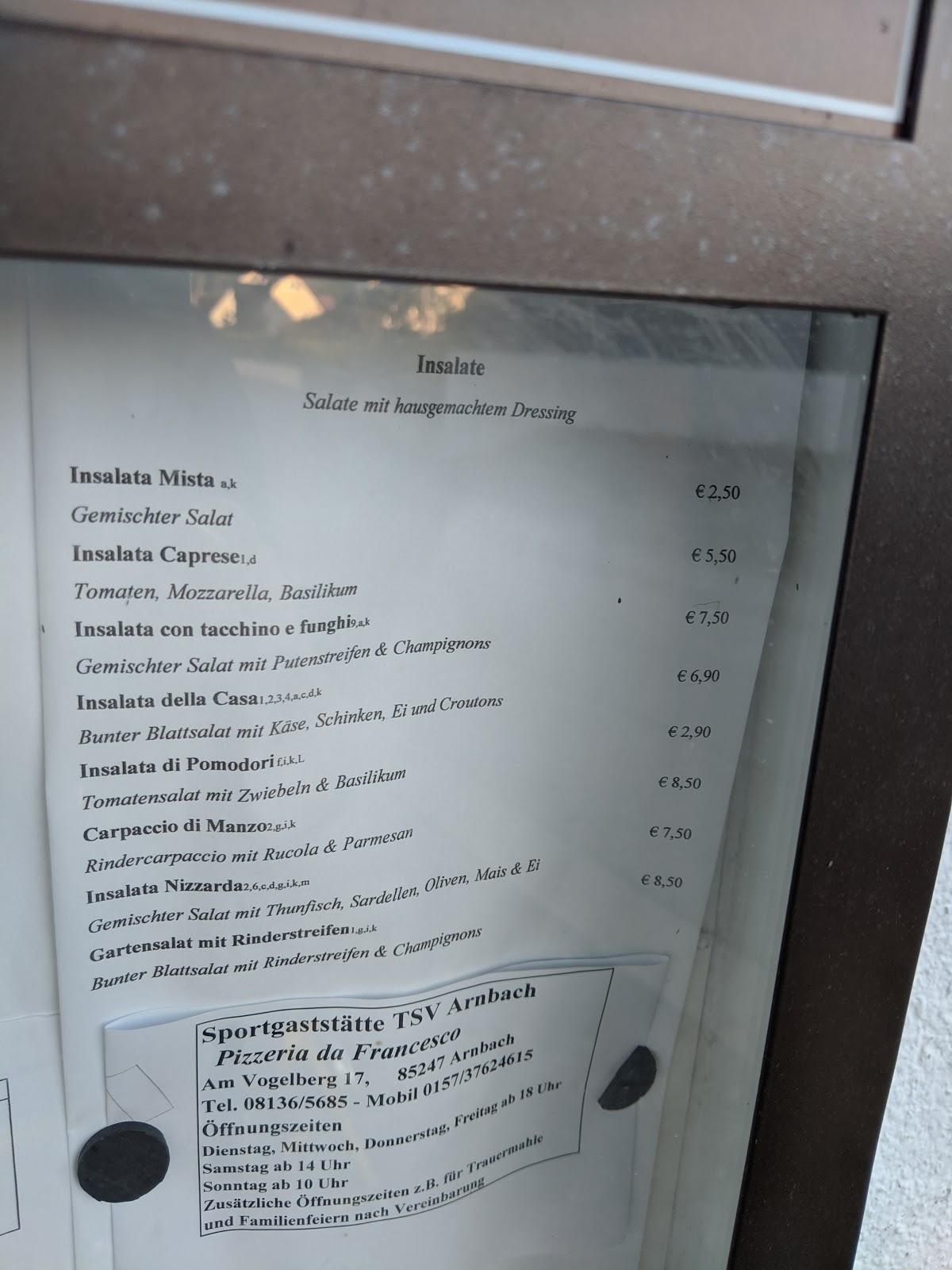 Menu at FairPlay restaurant, Schwabhausen