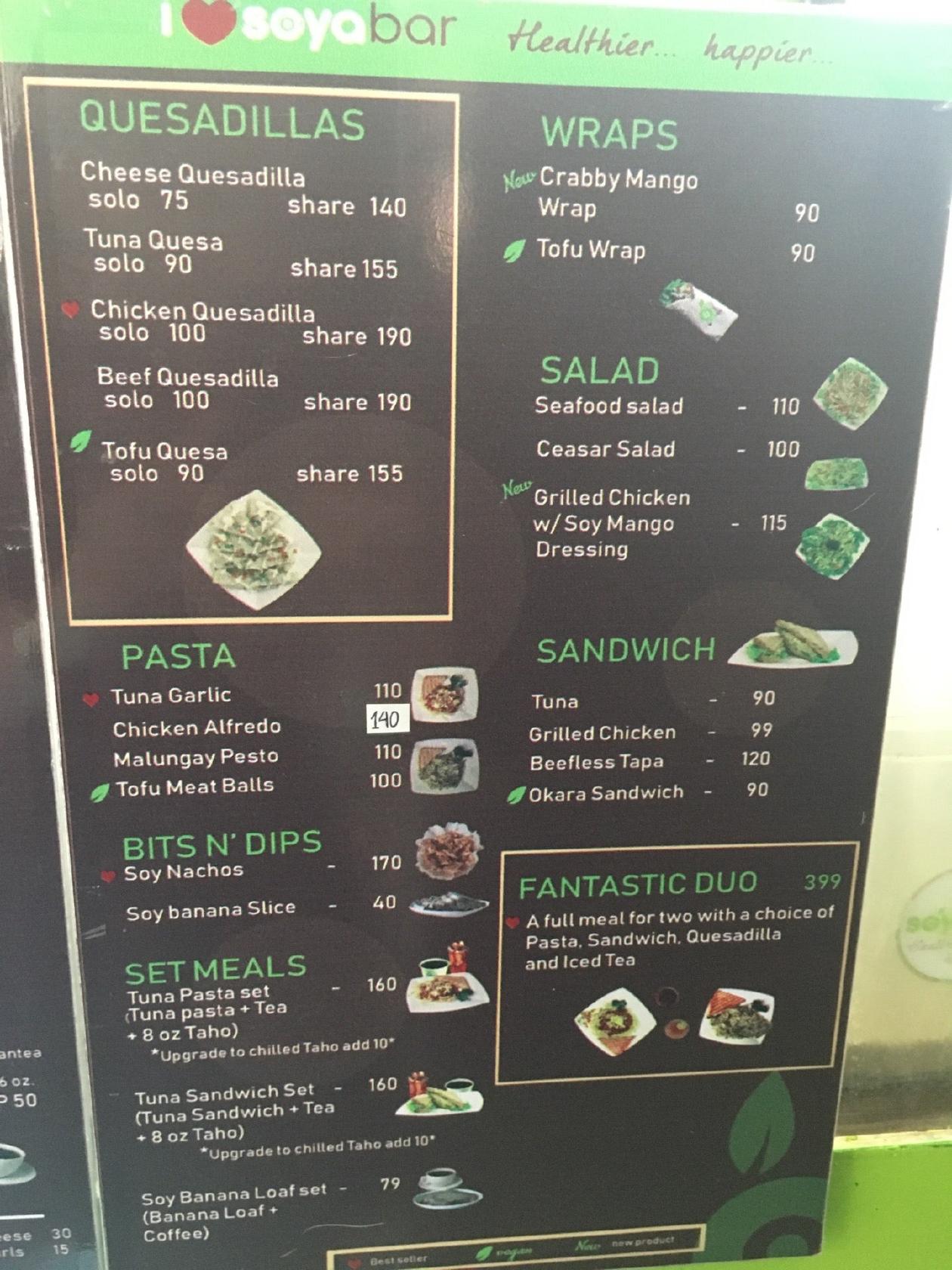 Menu at Soya Bar, Quezon City, L1