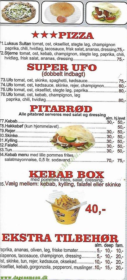 Menu at Sultan Palace restaurant, Jyderup