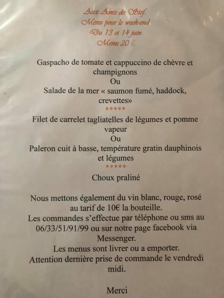 Menu au Aux Amis de Stef restaurant, Echinghen