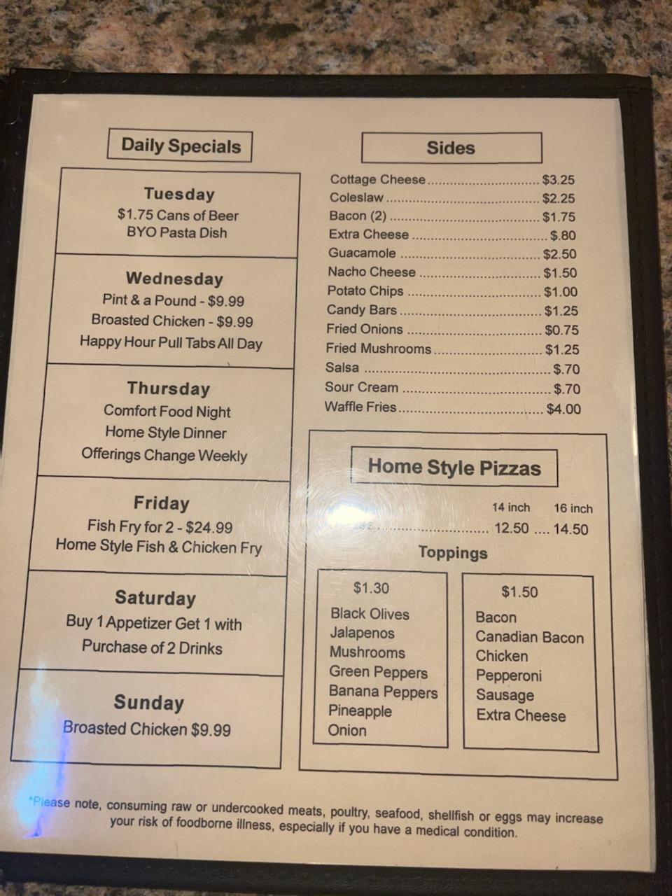 Menu at Black Frog Grille pub & bar, Sullivan