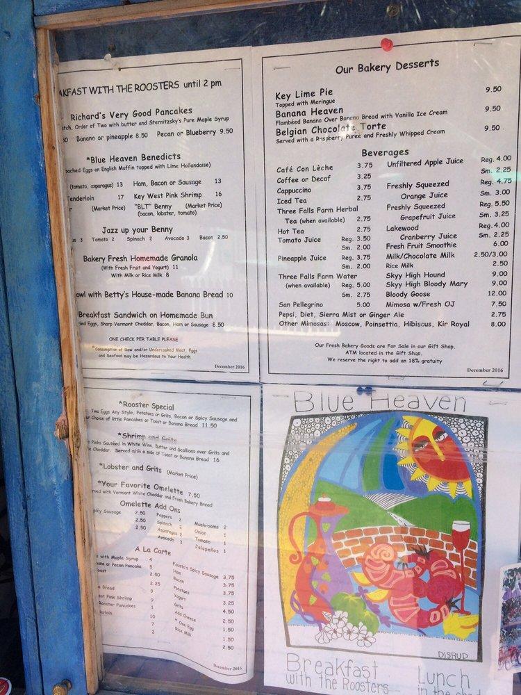 Menu at Blue Heaven pub & bar, Key West