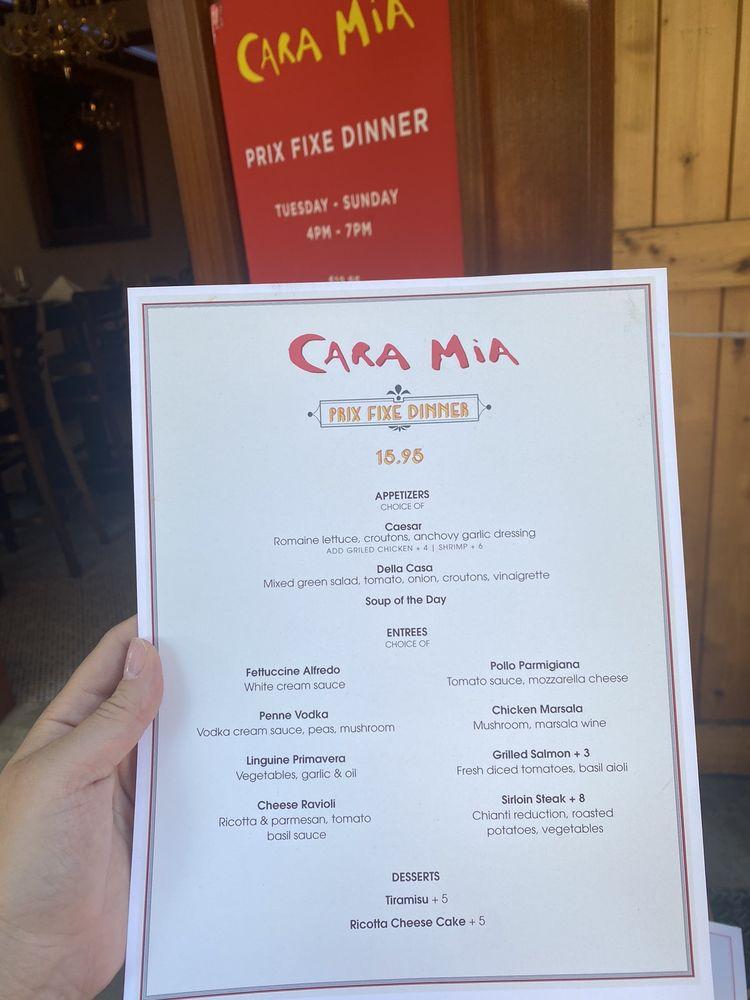 Menu at Cara Mia 2 restaurant, New York City