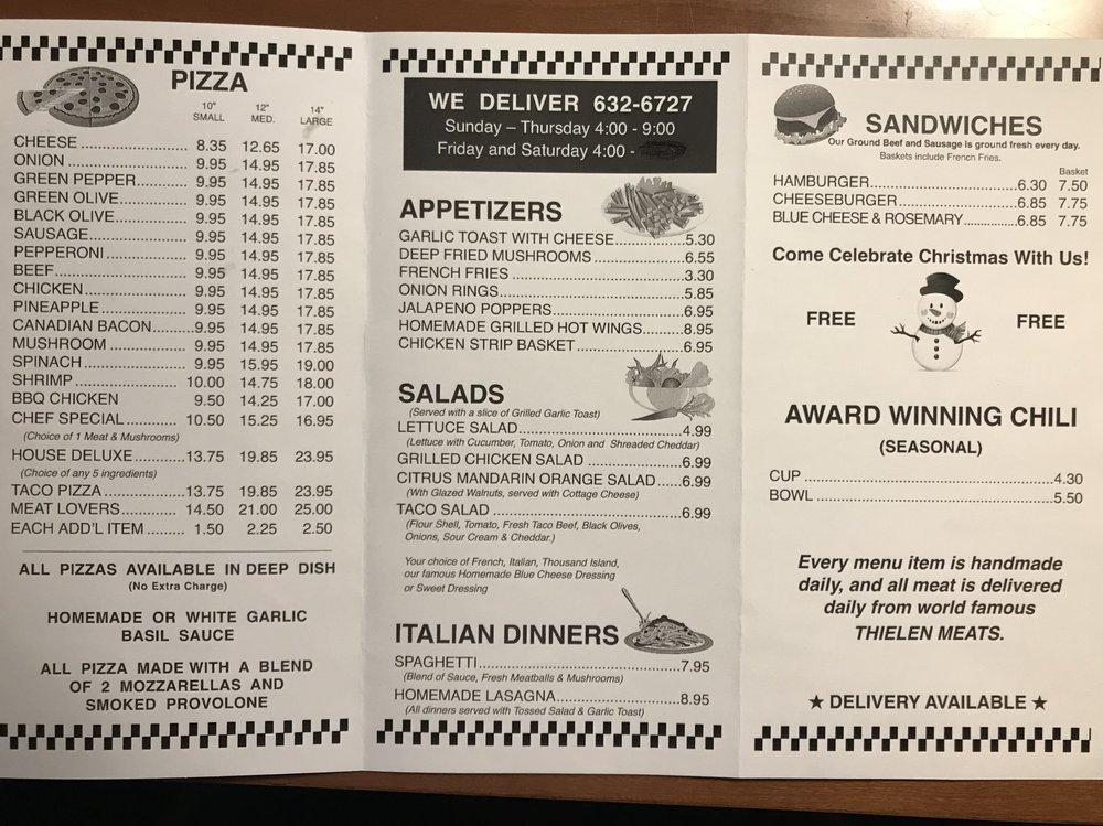 Menu at Charlie's Pizza pizzeria, Little Falls
