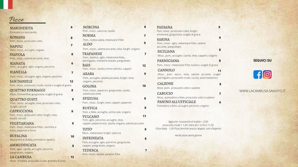 Menu at Le Barrique Ristorante Siciliano, San Vito Lo Capo