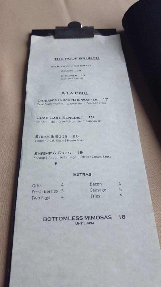 Menu at The Roof restaurant, Sugar Land