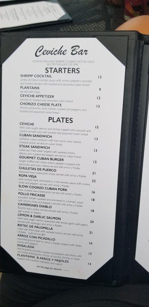 Menu at Ceviche Bar, Des Moines