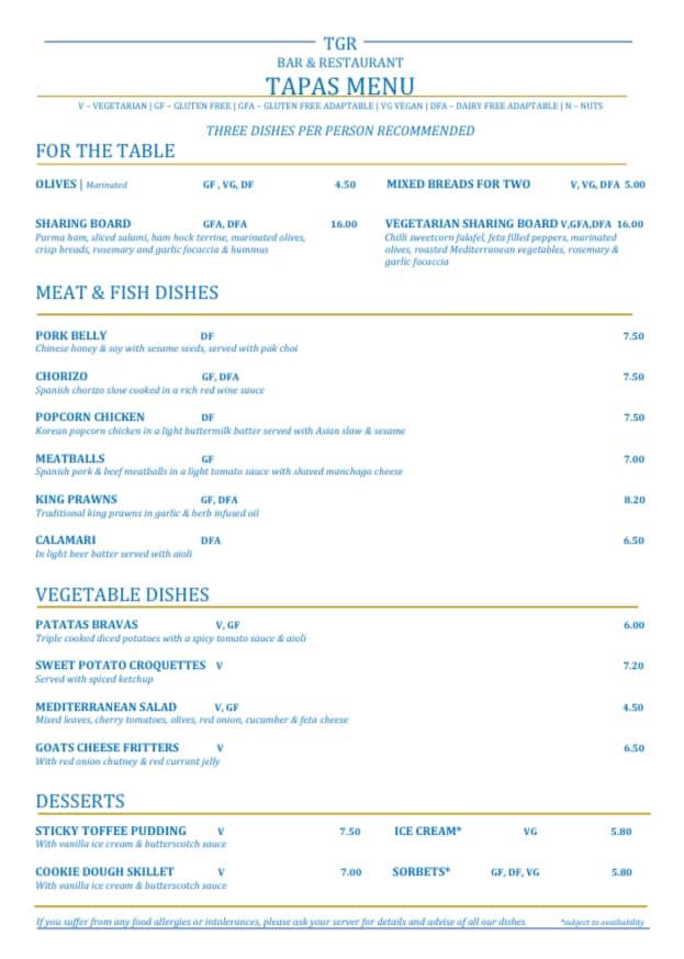 Menu at 6-8 Bridge Street restaurant, Brackley