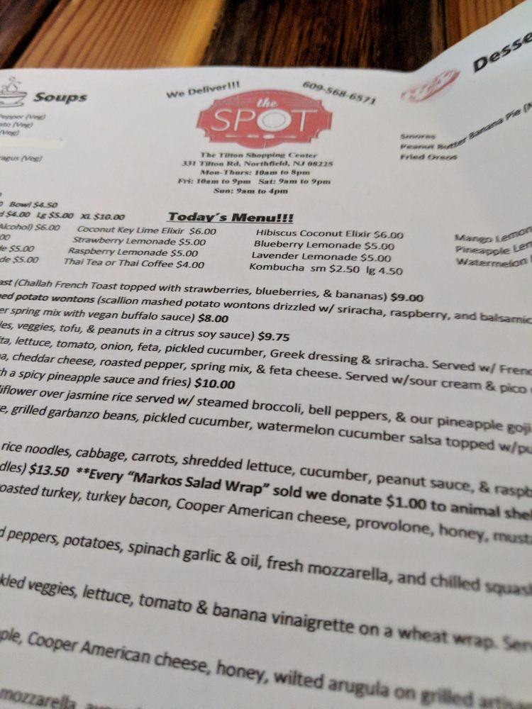 Menu at The Spot restaurant, Northfield