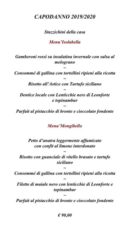 Menu at Andreas Restaurant, Taormina