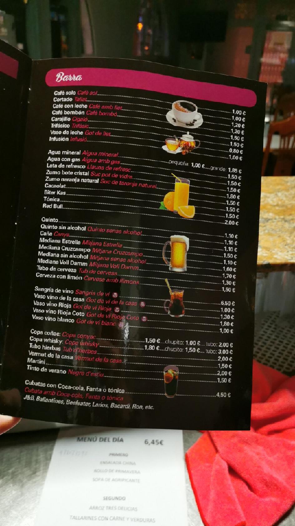 Menu at Bar Restaurante La Rambla, La Canonja