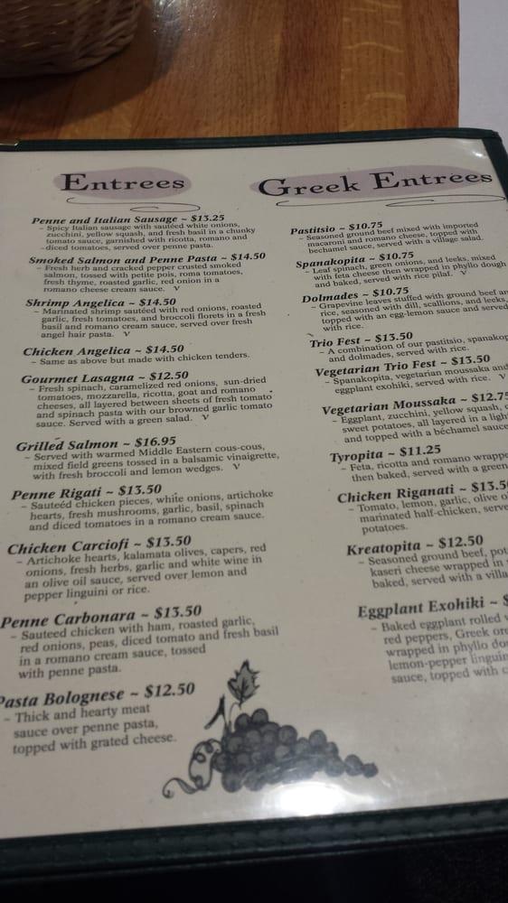 Carta de Grapevine Mediterranean Gourmet Cafe, La Grange