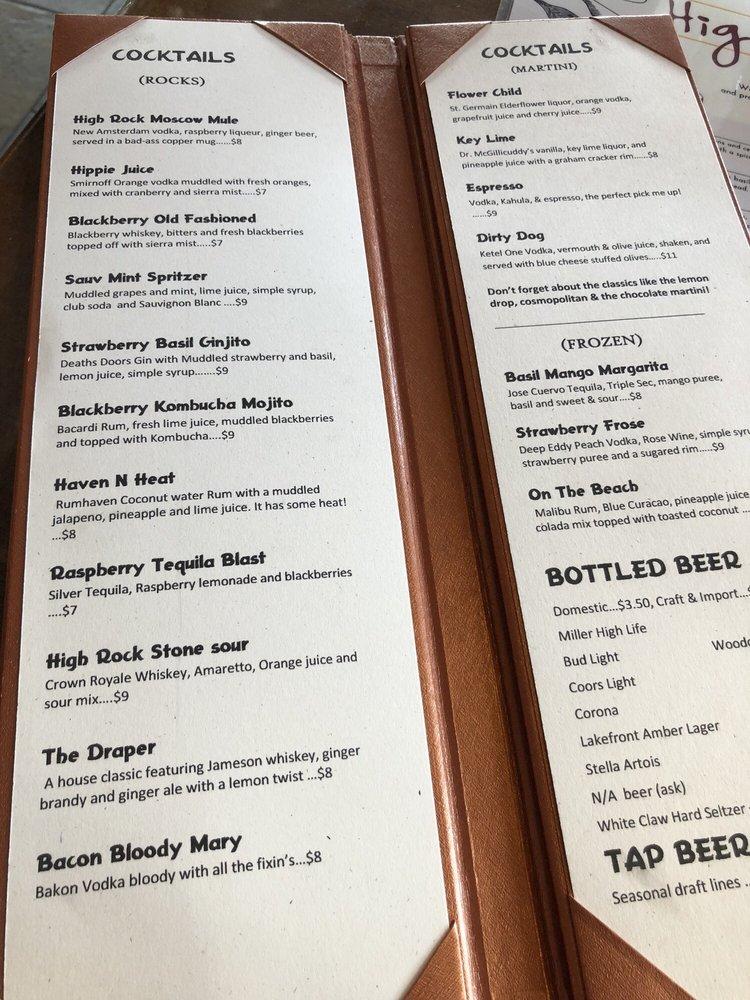 Menu at High Rock Cafe, Wisconsin Dells, 232 Broadway Ave