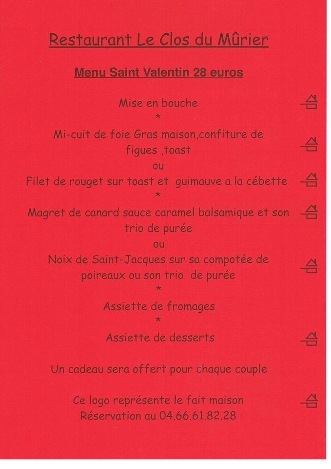 Menu au Le Clos du Murier restaurant, Générargues, 44 Route d'Anduze