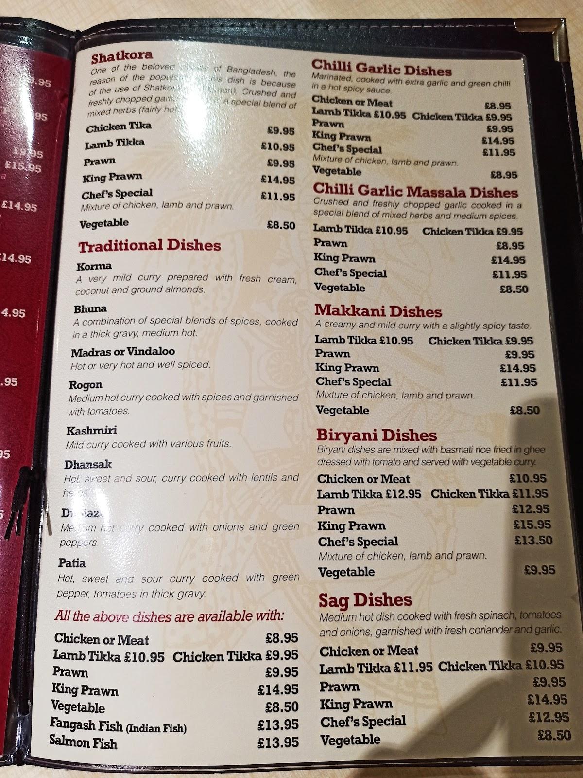 Menu at Nairn Tandoori restaurant, Nairn, 61 High St