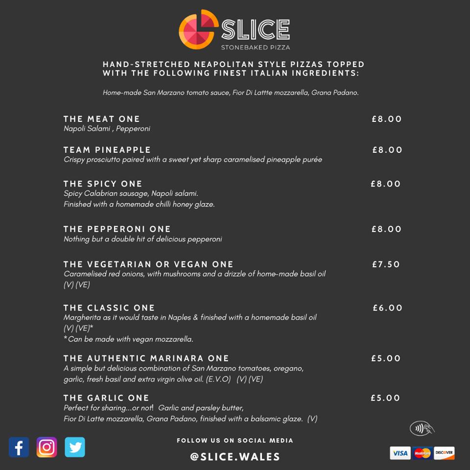 Menu at SLICE - Stonebaked Pizza, Machynlleth