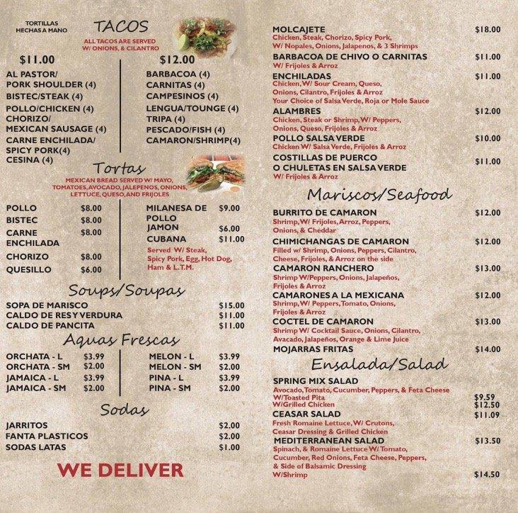Menu at Salsa Salsa restaurant, Point Pleasant Beach