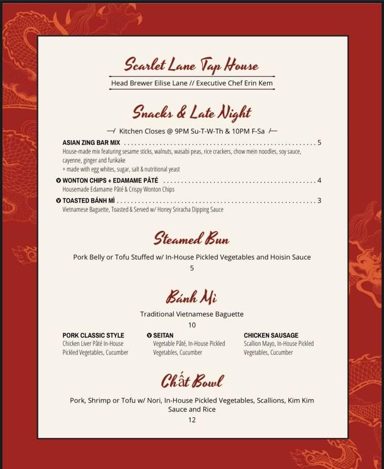 Menu at Scarlet Lane Brewing 46th and College Ave pub & bar, Indianapolis