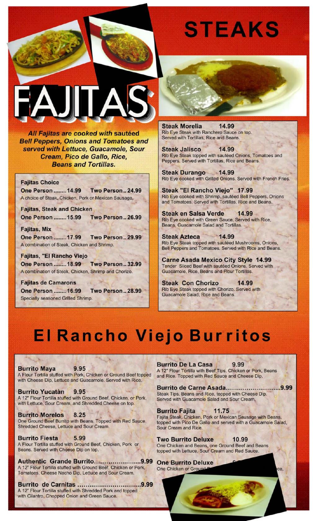 Menu at El Rancho Viejo pub & bar, Boonville