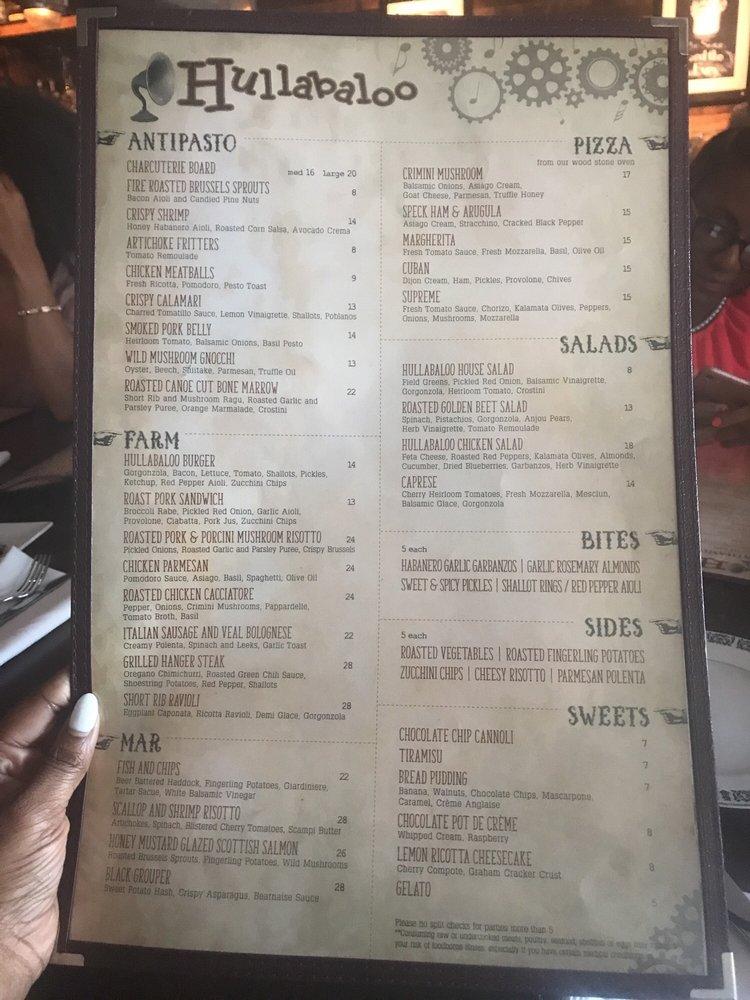Menu at Hullabaloo pub & bar, West Palm Beach