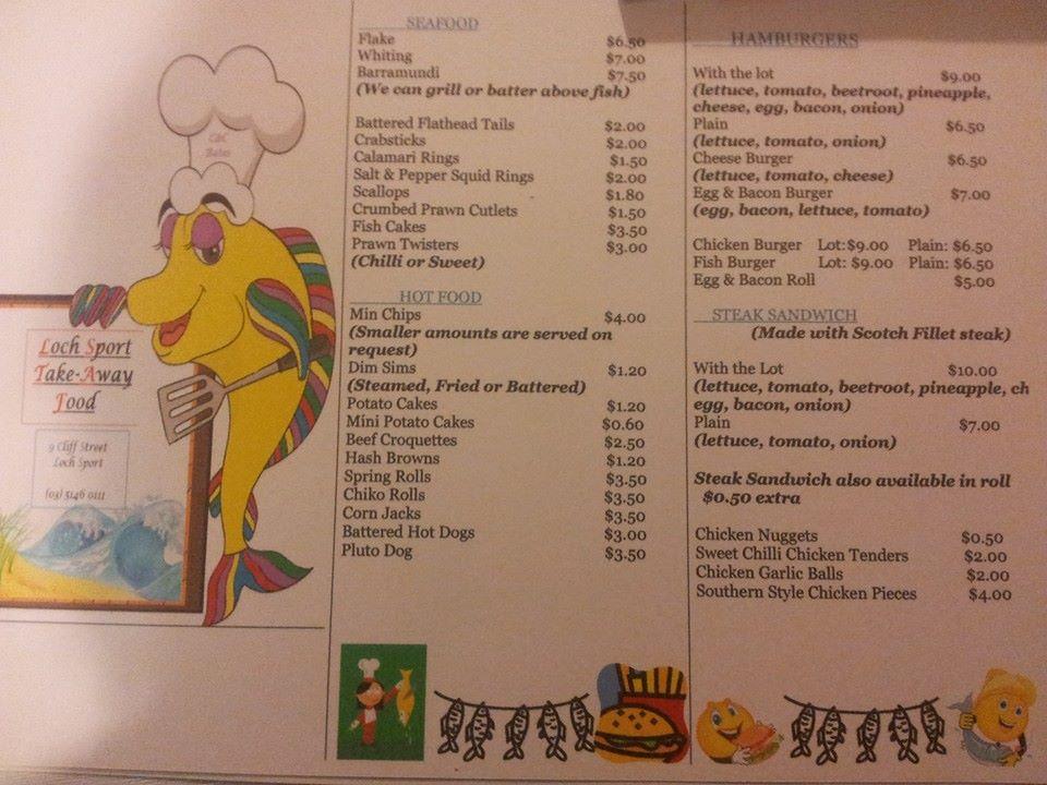 Menu at LochSport Take-away Food restaurant, Loch Sport