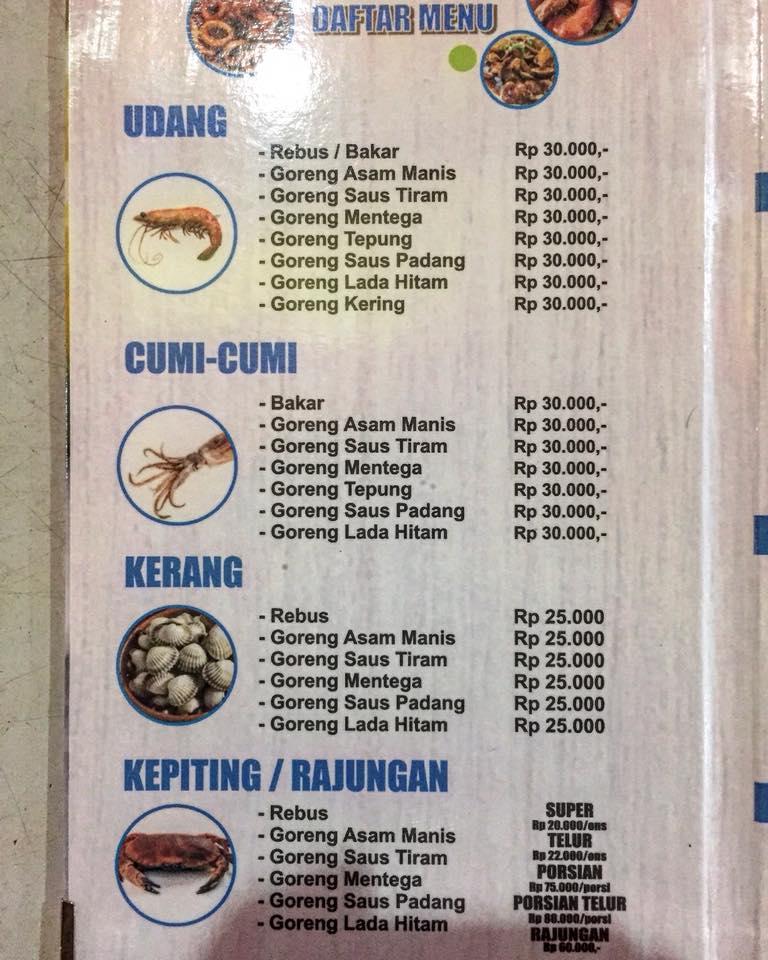Menu at Seafood Ikan Bakar 88 restaurant, Mataram