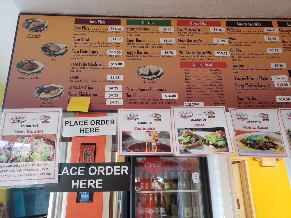 Carta del restaurante Tacos Ameca #2, Gilroy, Monterey Hwy