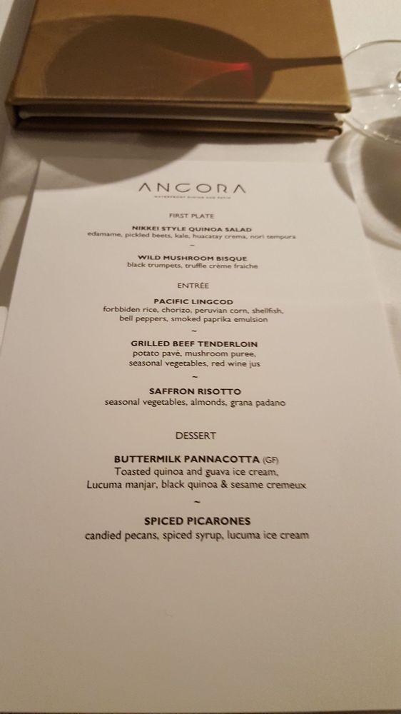 Menu at Ancora Waterfront Dining and Patio restaurant, Vancouver, Howe ...