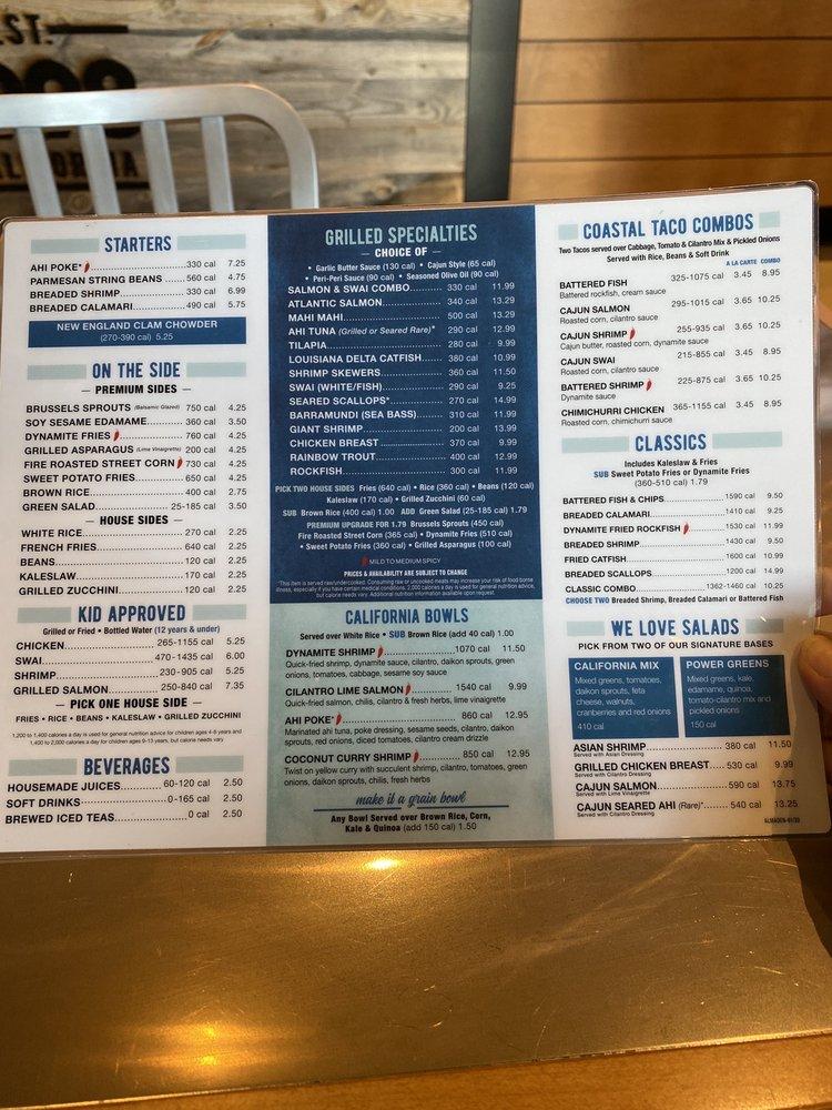 Menu at California Fish Grill restaurant, San Jose, Cherry Ave #30