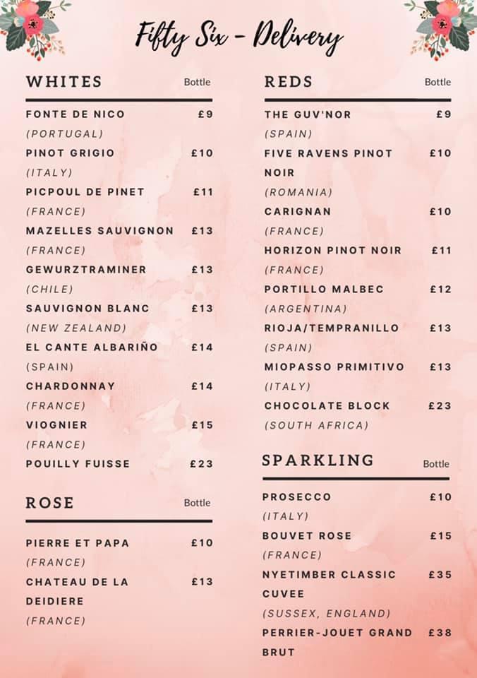 Menu at Fifty Six pub & bar, Wokingham