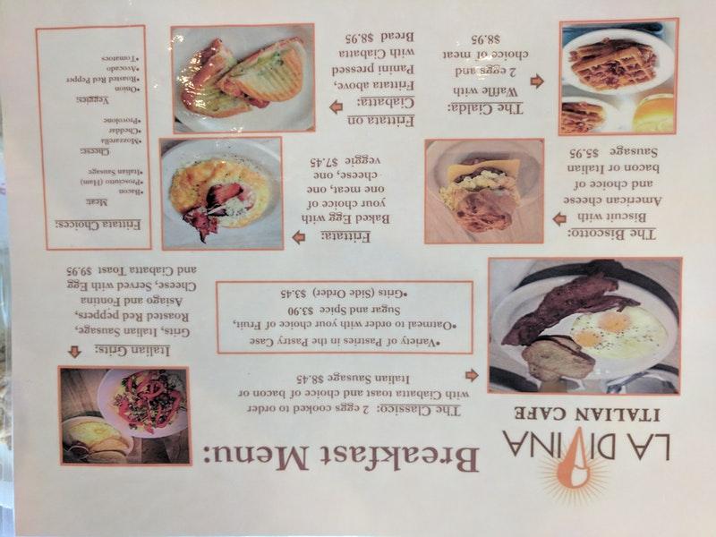 Menu at La Divina Italian Cafe, Baton Rouge, Perkins Rd #360