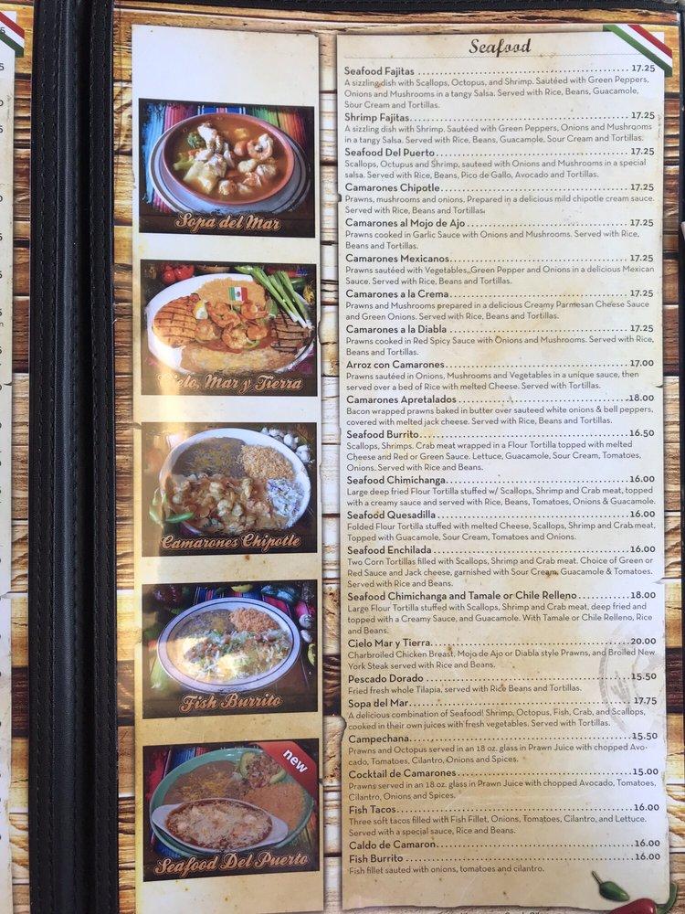 Menu at Playa Mazatlan Restaurant, Portland, NW Cornell Rd