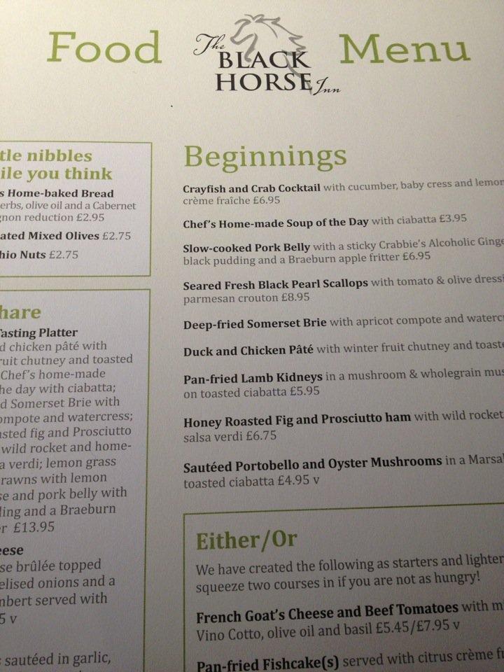 Menu at Black Horse Gt Lindford pub & bar, Milton Keynes, Wolverton Rd