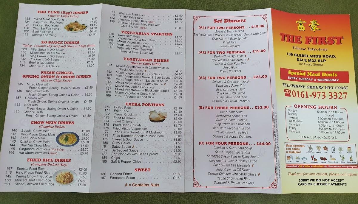 Menu at The First Chinese Takeaway fast food, Sale