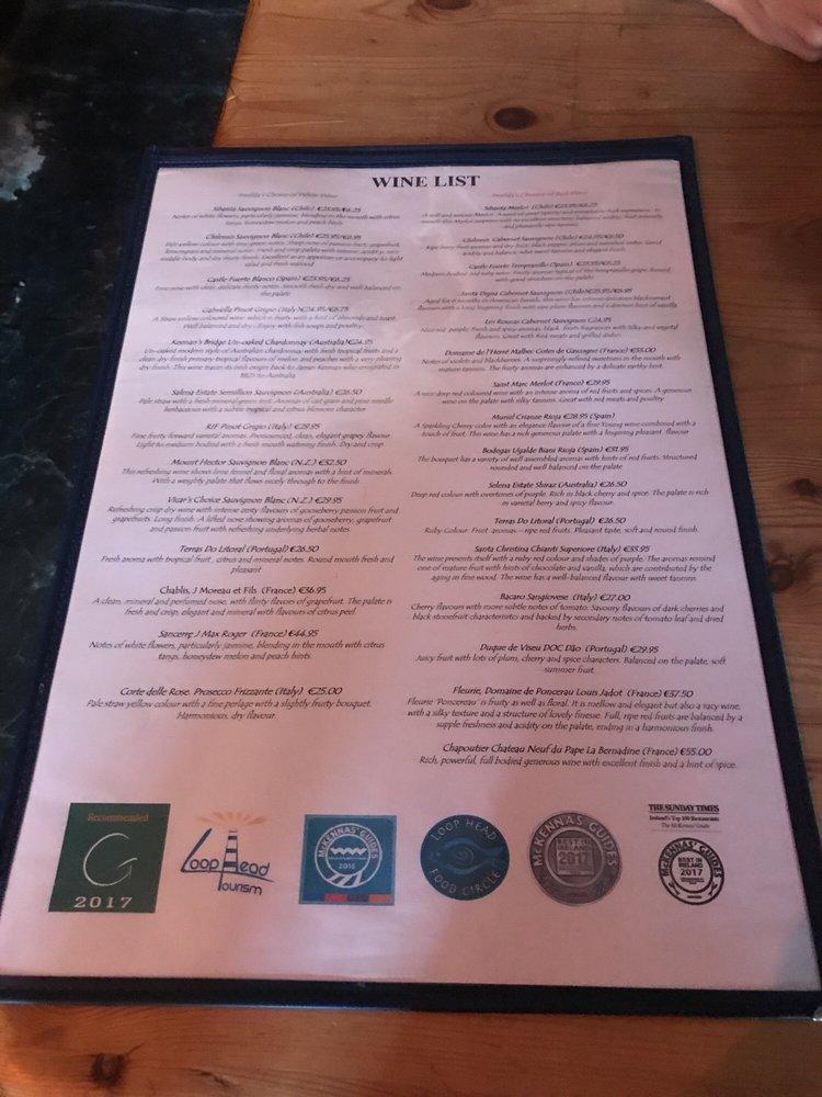 Menu at The Long Dock Pub and Restaurant, Carrigaholt
