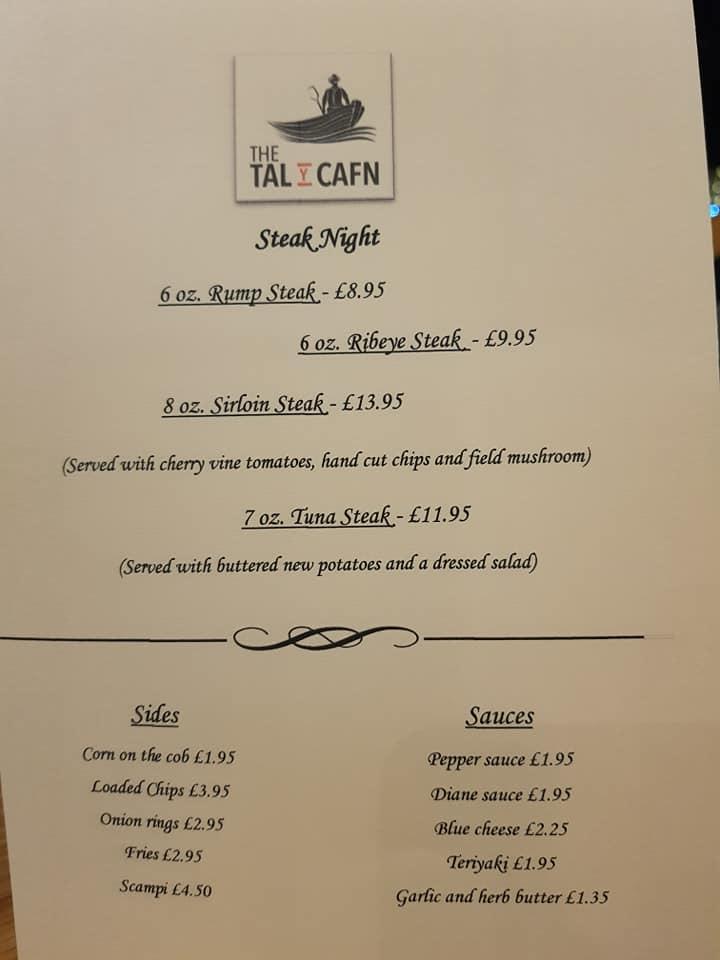 Menu At The Tal Y Cafn Pub Bar Tal y cafn Menu At The Tal Y Cafn Pub Bar Tal y cafn
