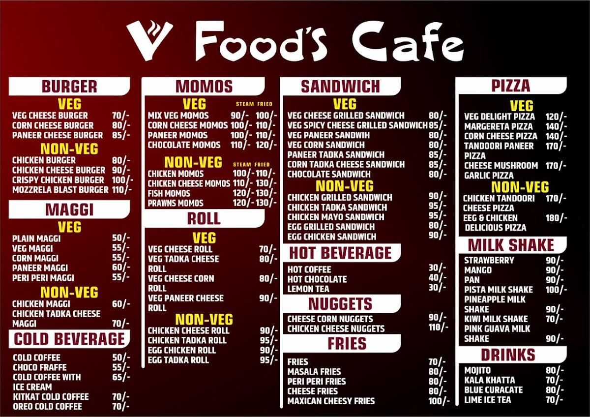 Menu at V food's cafe, Pune