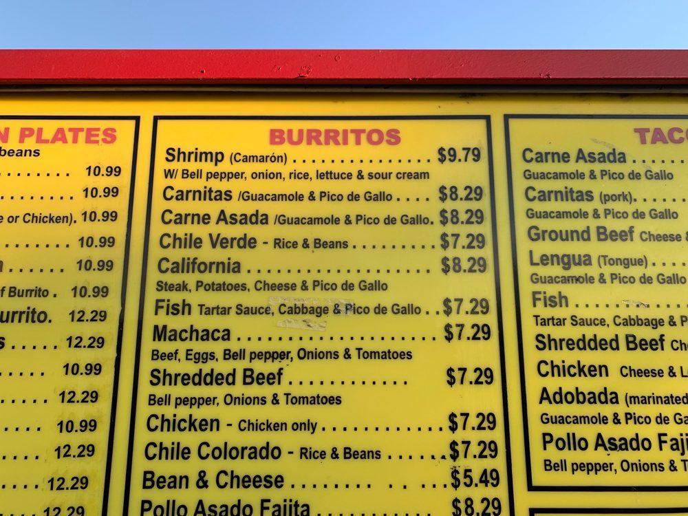 Menu at El Forastero Méxican Food fast food, Stockton, E Hammer Ln